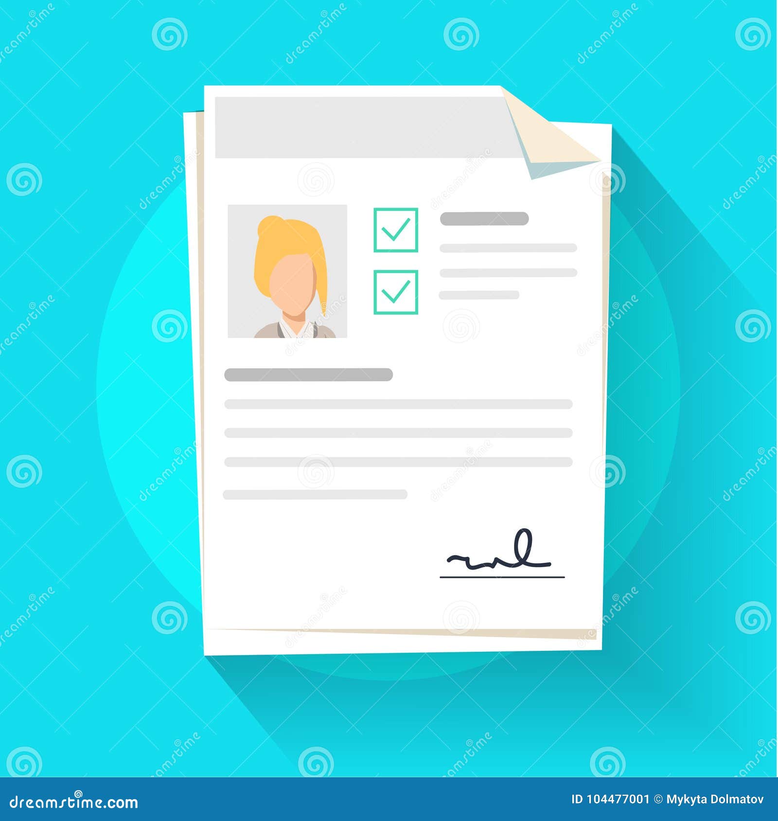 Documents with Personal Data Illustration, Flat Cartoon Paper Document ...