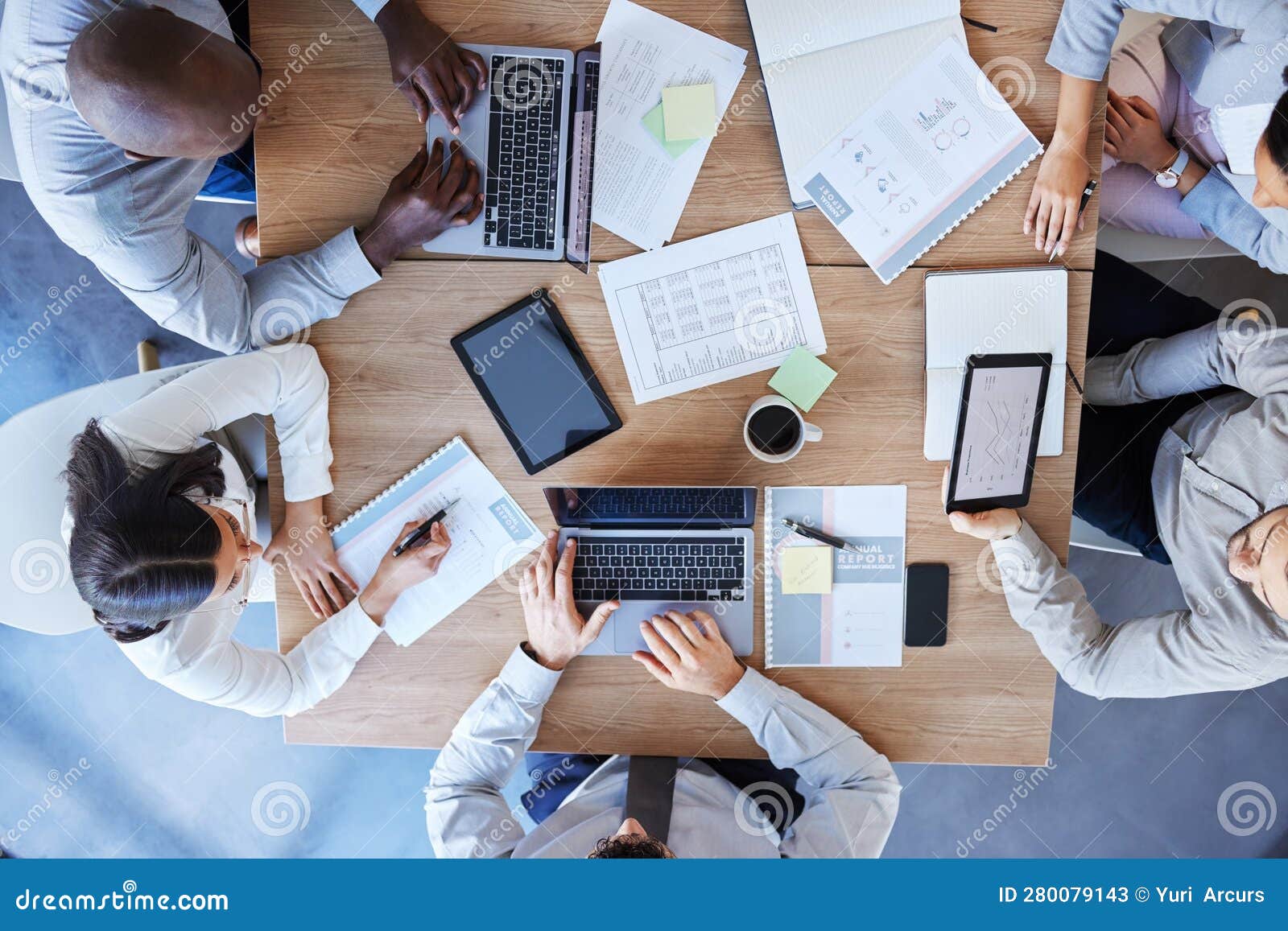 Documents, Planning and Teamwork with Business People in Meeting from ...