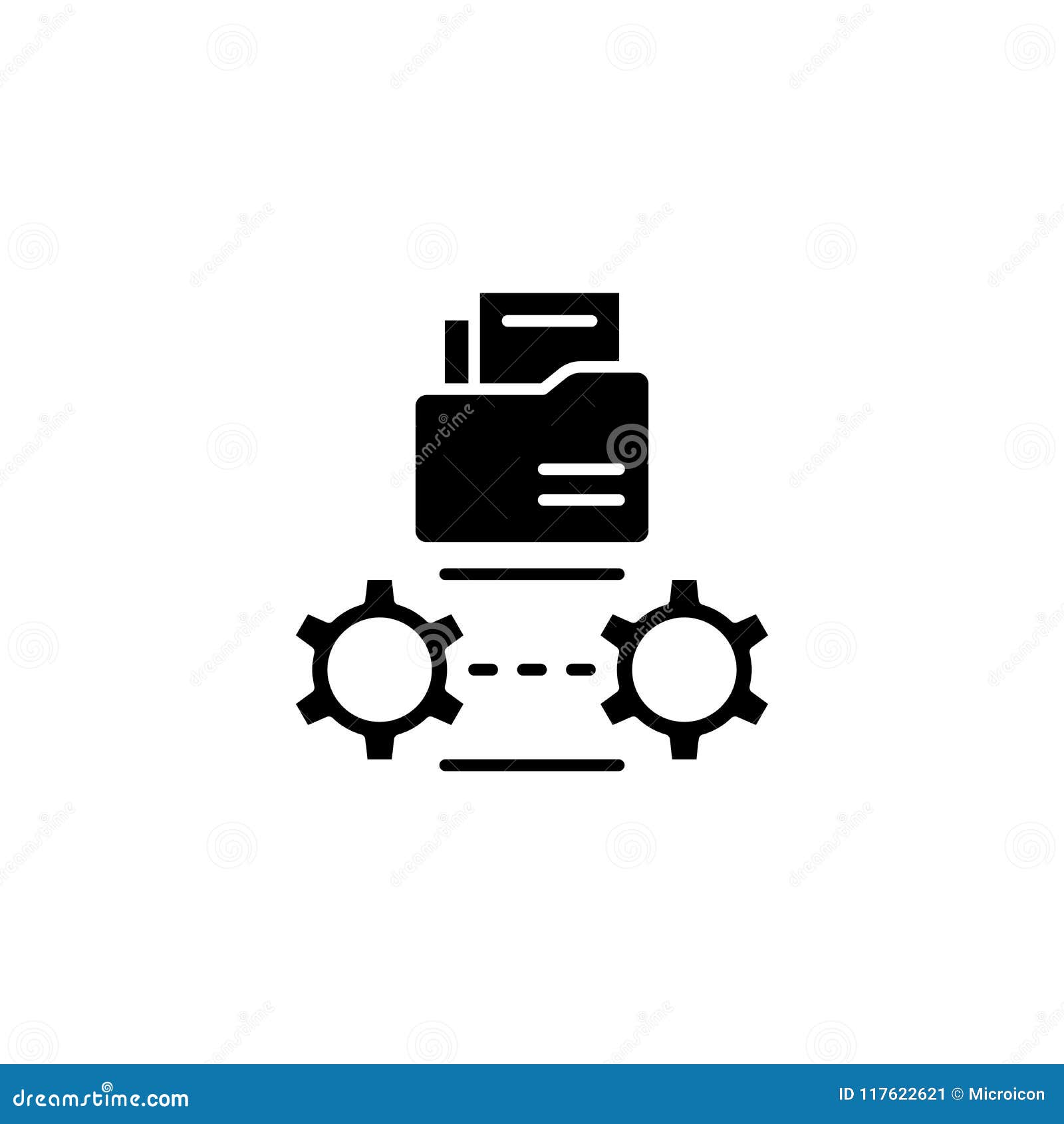 Documents Processing Black Icon Concept. Documents Processing Flat ...