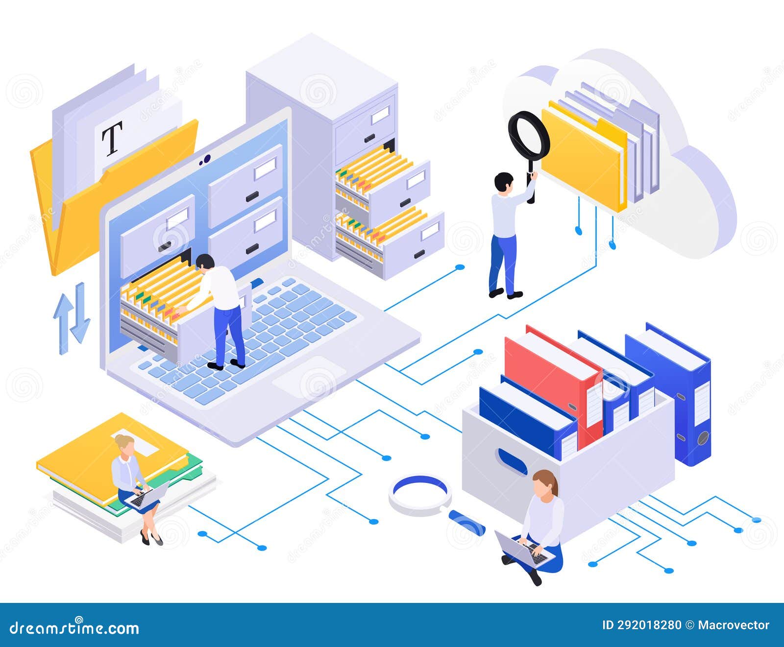 Documents Processing Composition Stock Illustration - Illustration of ...