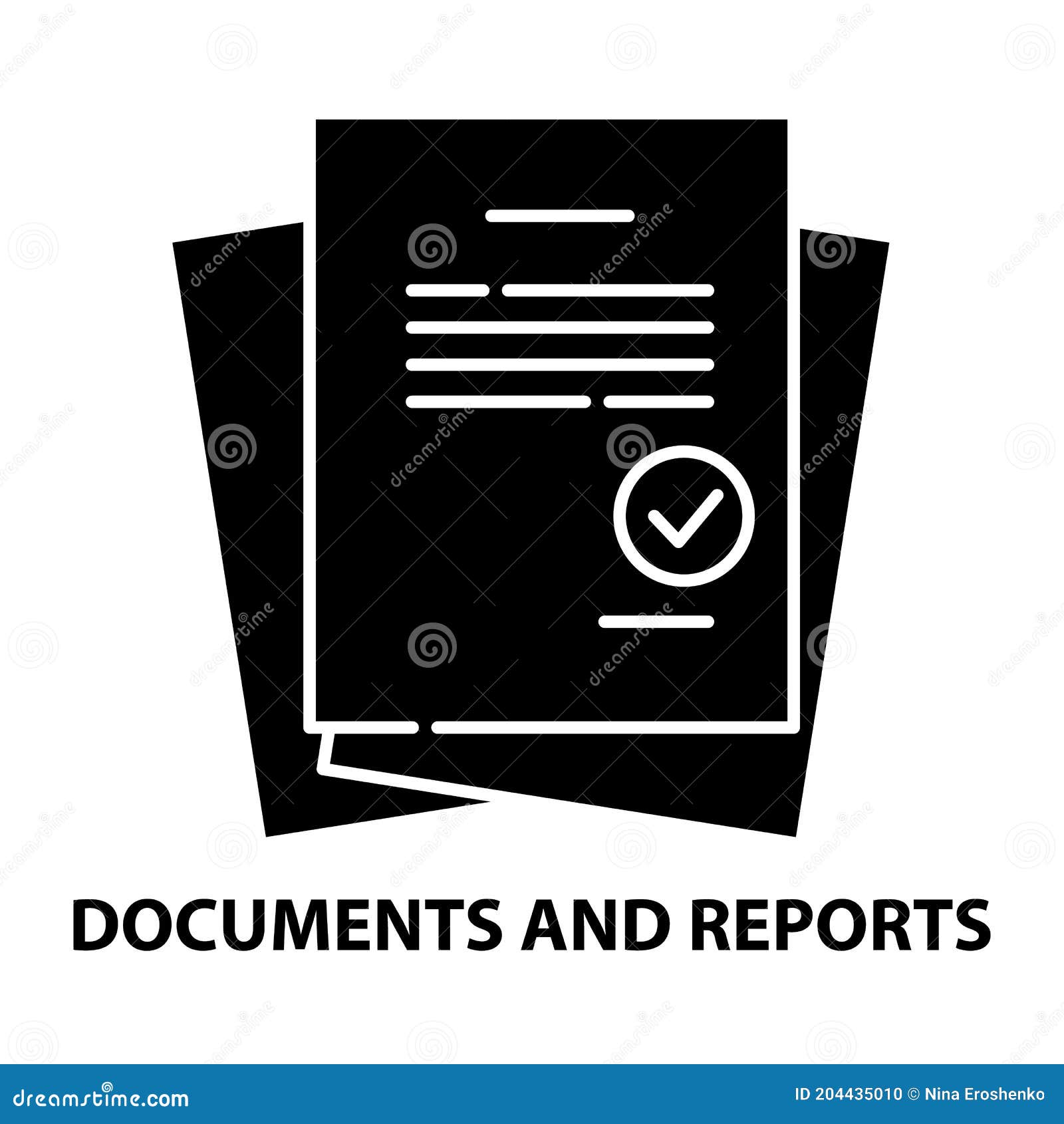 Documents and Reports Icon, Black Vector Sign with Editable Strokes ...
