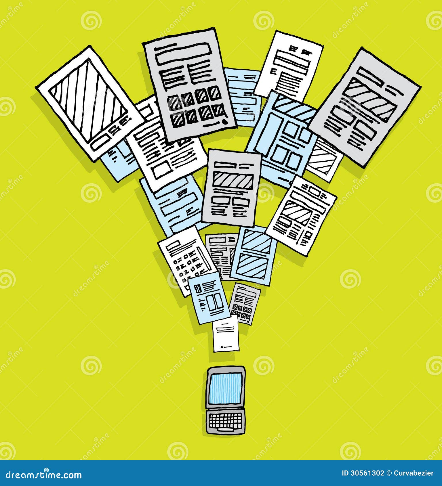 Documents Sharing and Downloading Stock Illustration - Illustration of ...