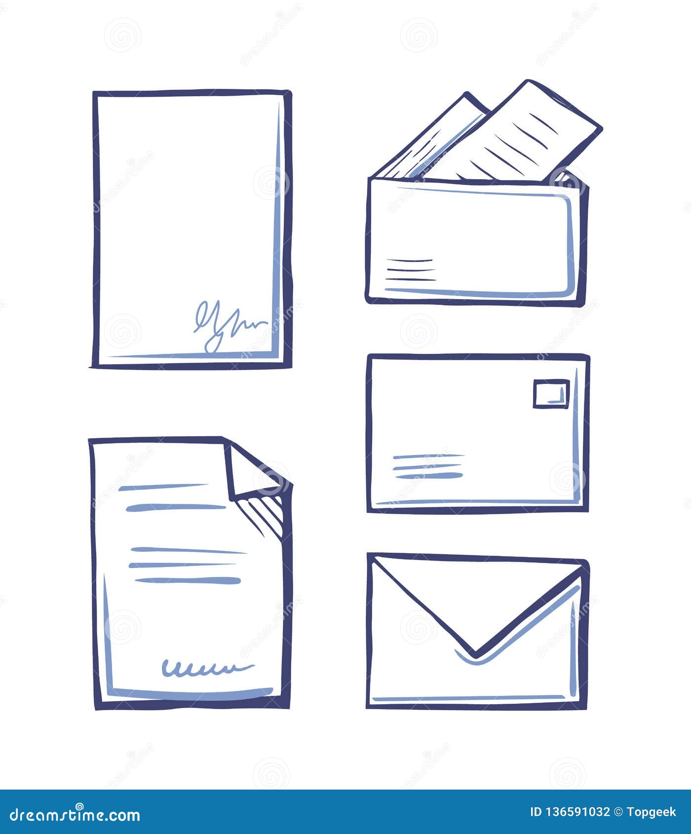 Documents with Signature, Envelopes and Folders Stock Vector ...