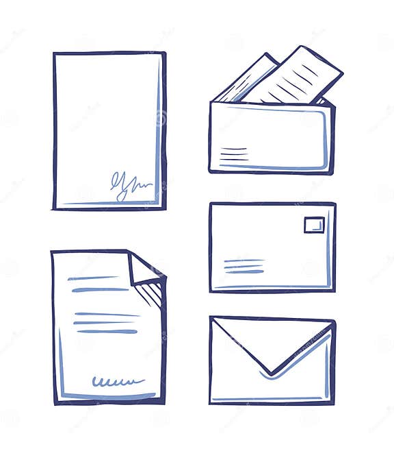 Documents with Signature, Envelopes and Folders Stock Vector ...