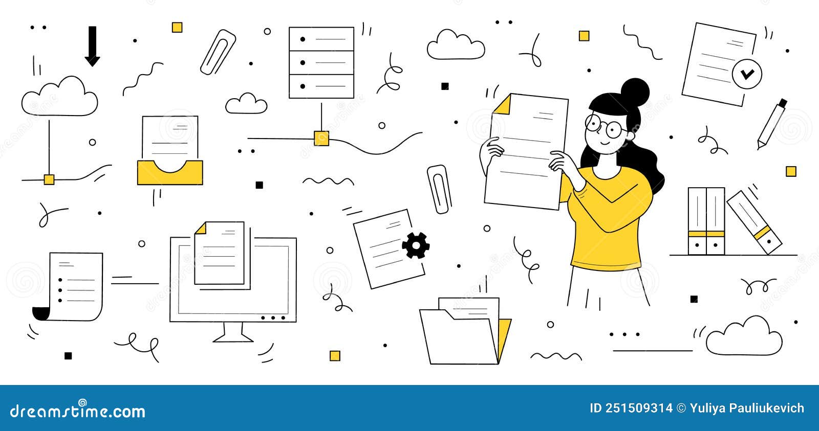 Documents Storage and Organization Stock Vector - Illustration of cloud ...