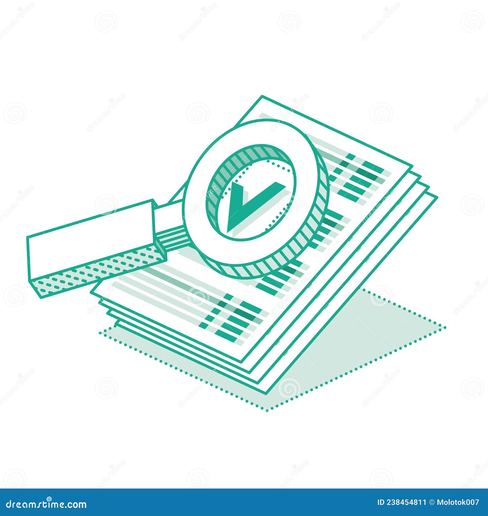 Documents Under Magnifying Glass. Vector Illustration Stock Vector ...