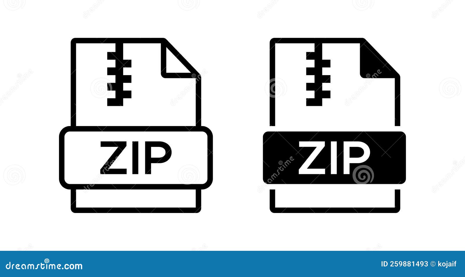Documents Vector Icons Set Outline Style. Zip File Outline Symbol for ...