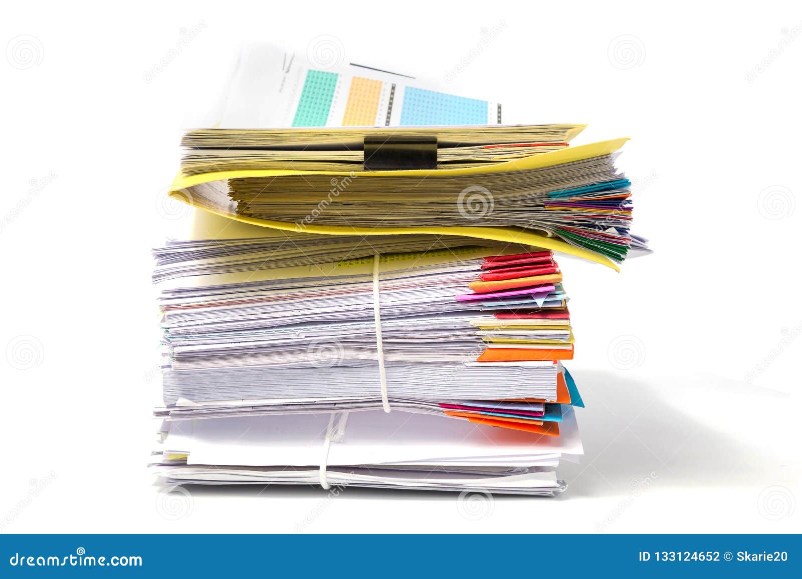 Documents on White Background Stock Photo - Image of group, white ...