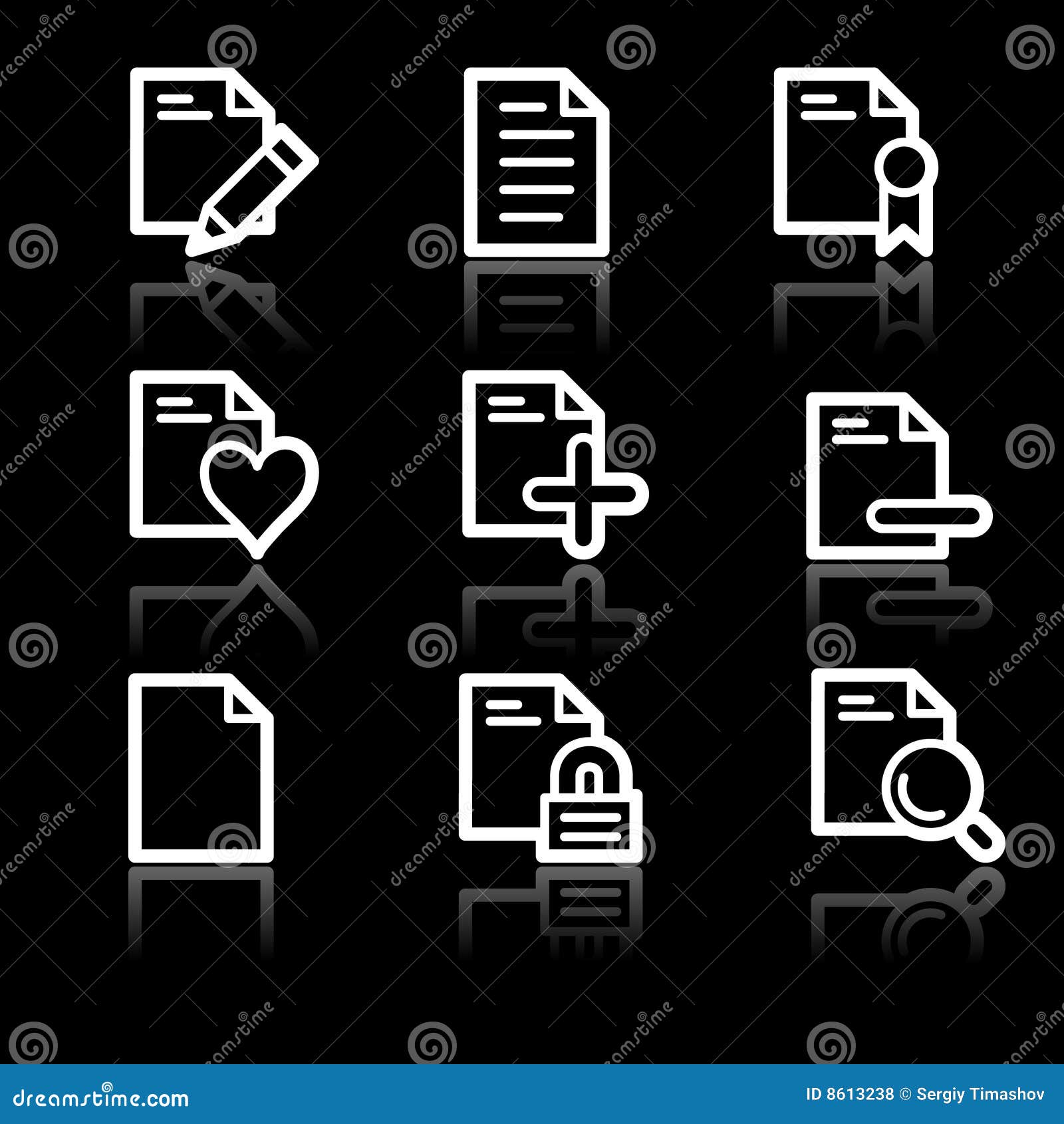 Documents White Contour Web Icons Set 2 Stock Vector - Illustration of ...