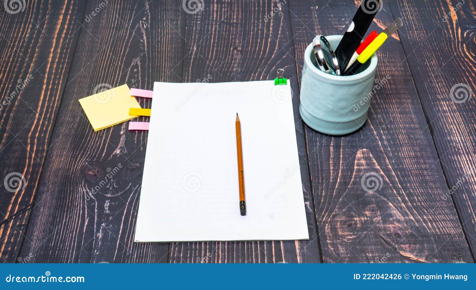 Documents and Writing Instrument Holder on Table Stock Photo - Image of ...