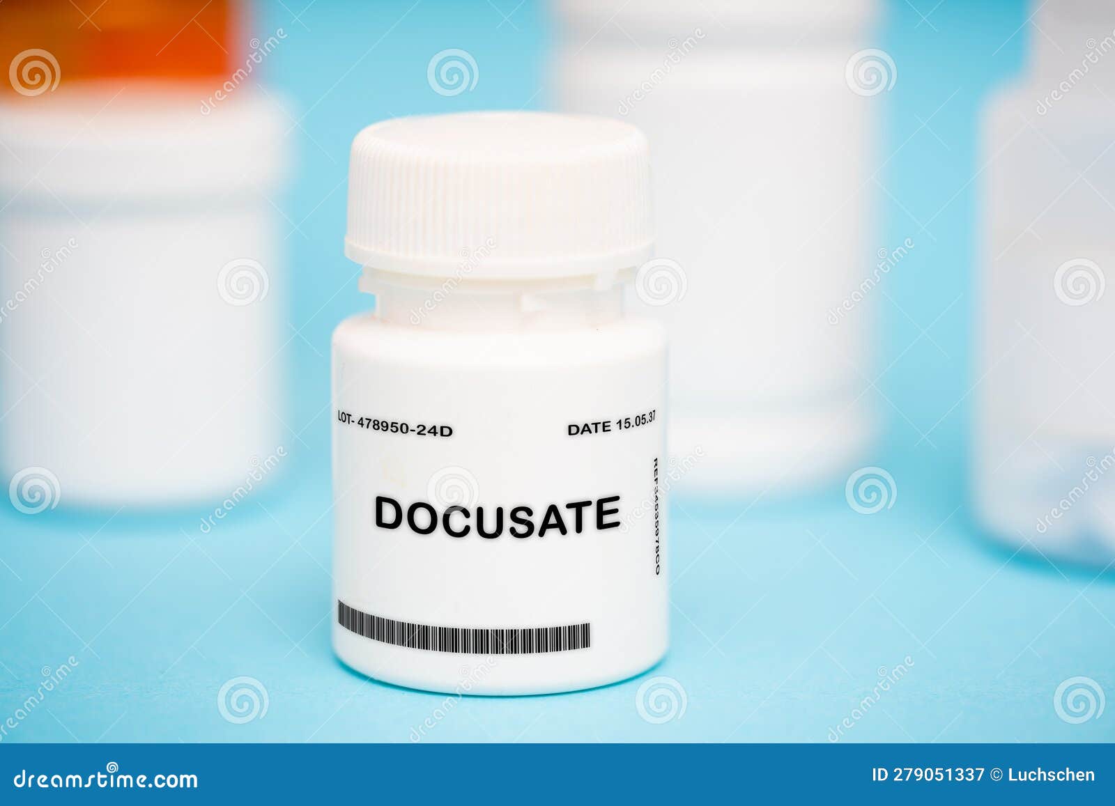 Docusate Medication in Plastic Vial Stock Image - Image of used ...