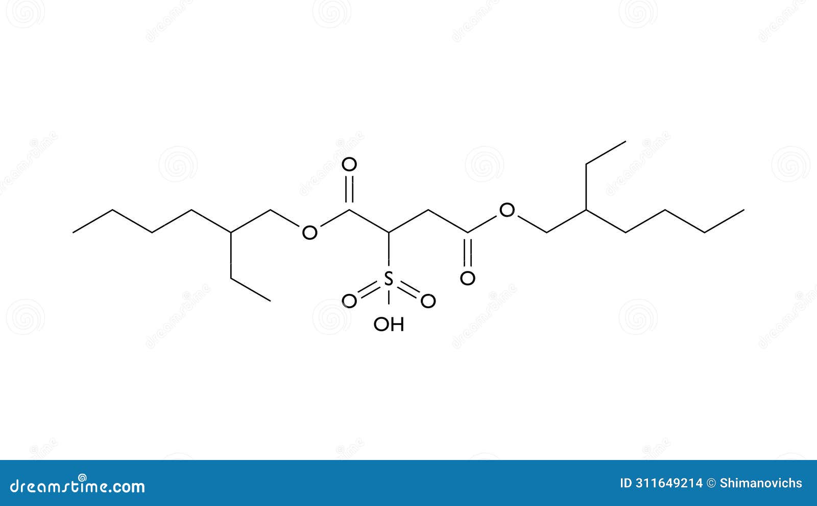 Docusate Molecule, Structural Chemical Formula, Ball-and-stick Model ...
