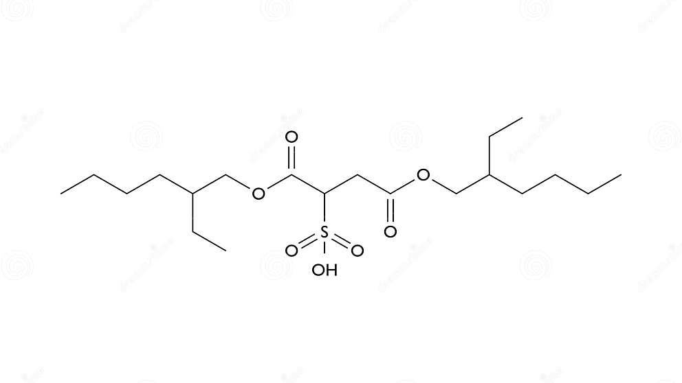 Docusate Molecule, Structural Chemical Formula, Ball-and-stick Model ...