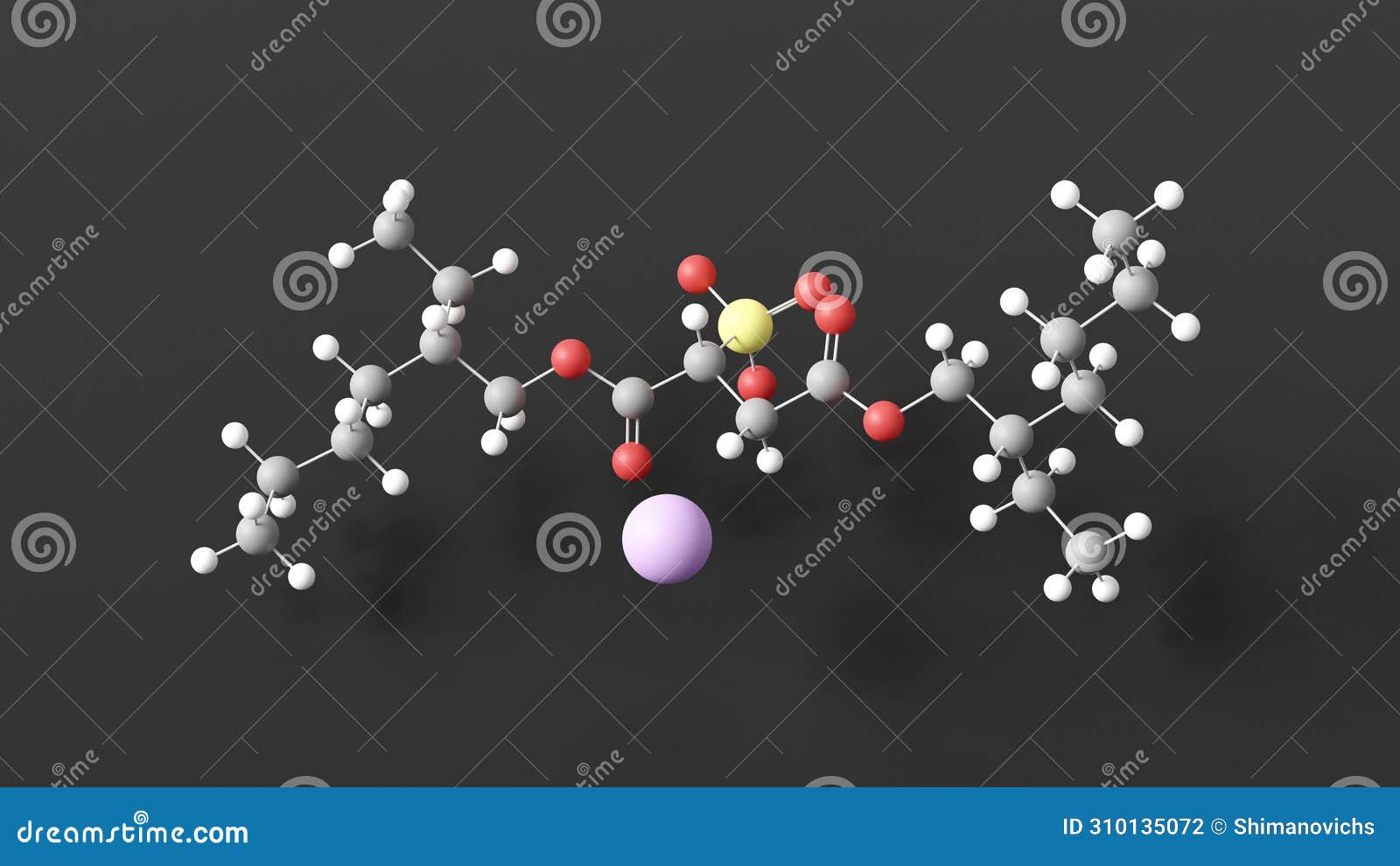 Docusate Sodium Molecule 3d Rendering Flat Molecular Structure With