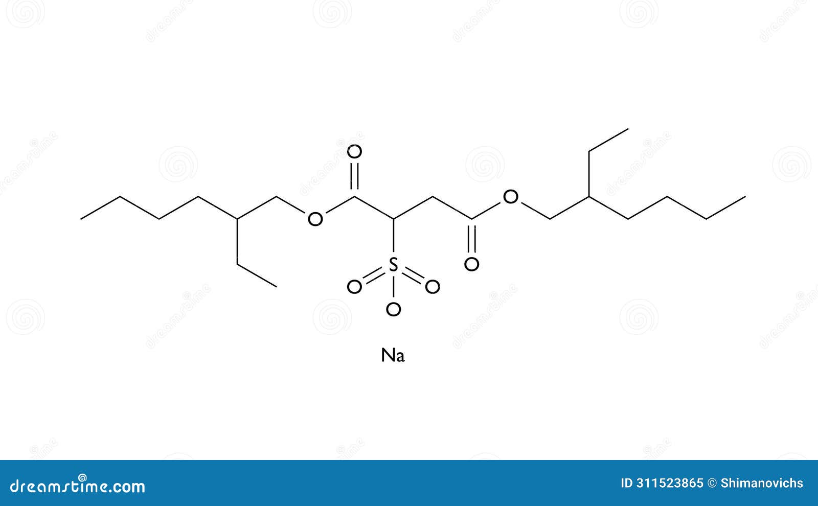 Docusate Sodium Molecule, Structural Chemical Formula, Ball-and-stick ...