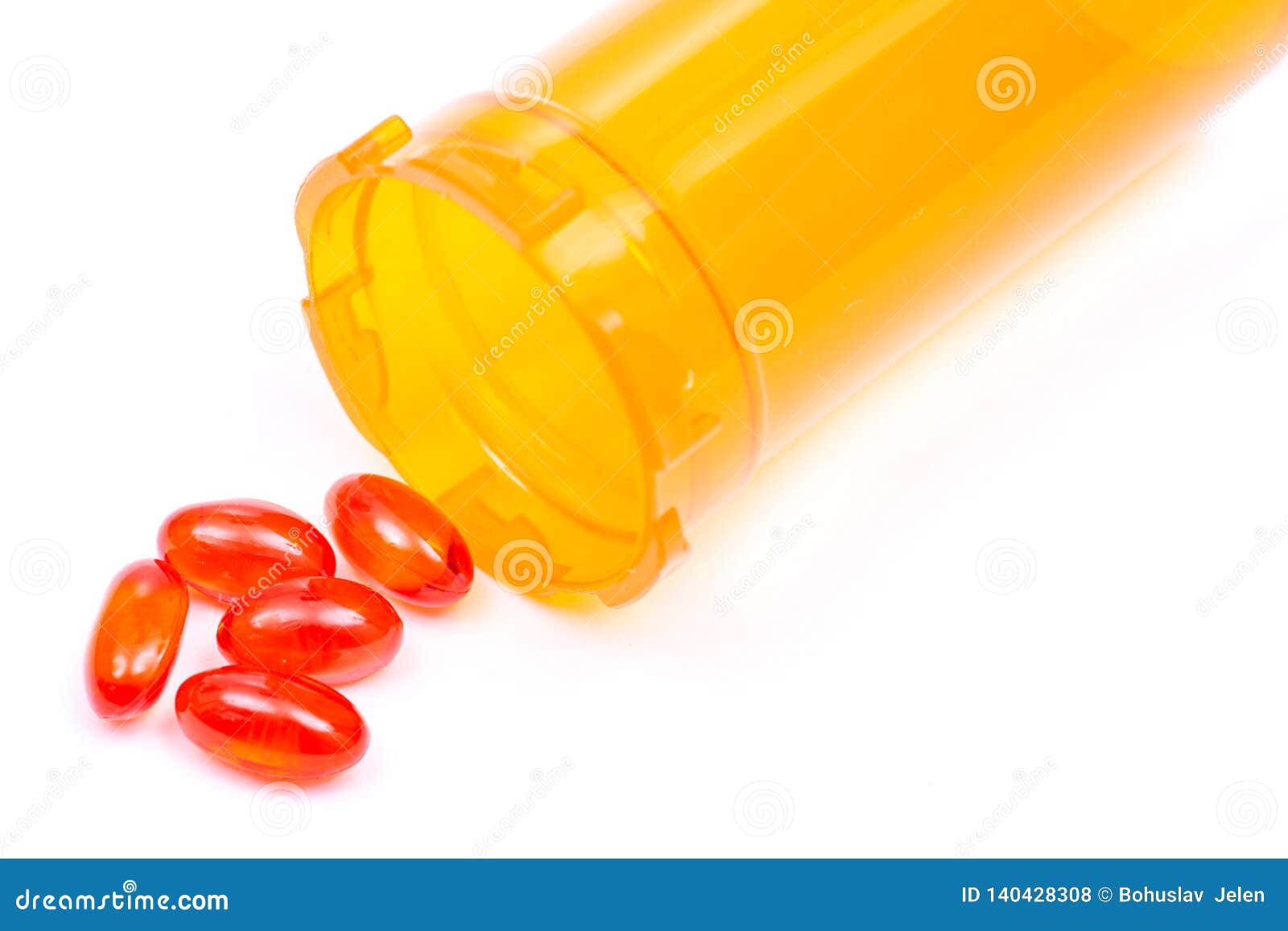 Docusate Sodium Red Capsules And Plastic Container With Child-Resistant ...