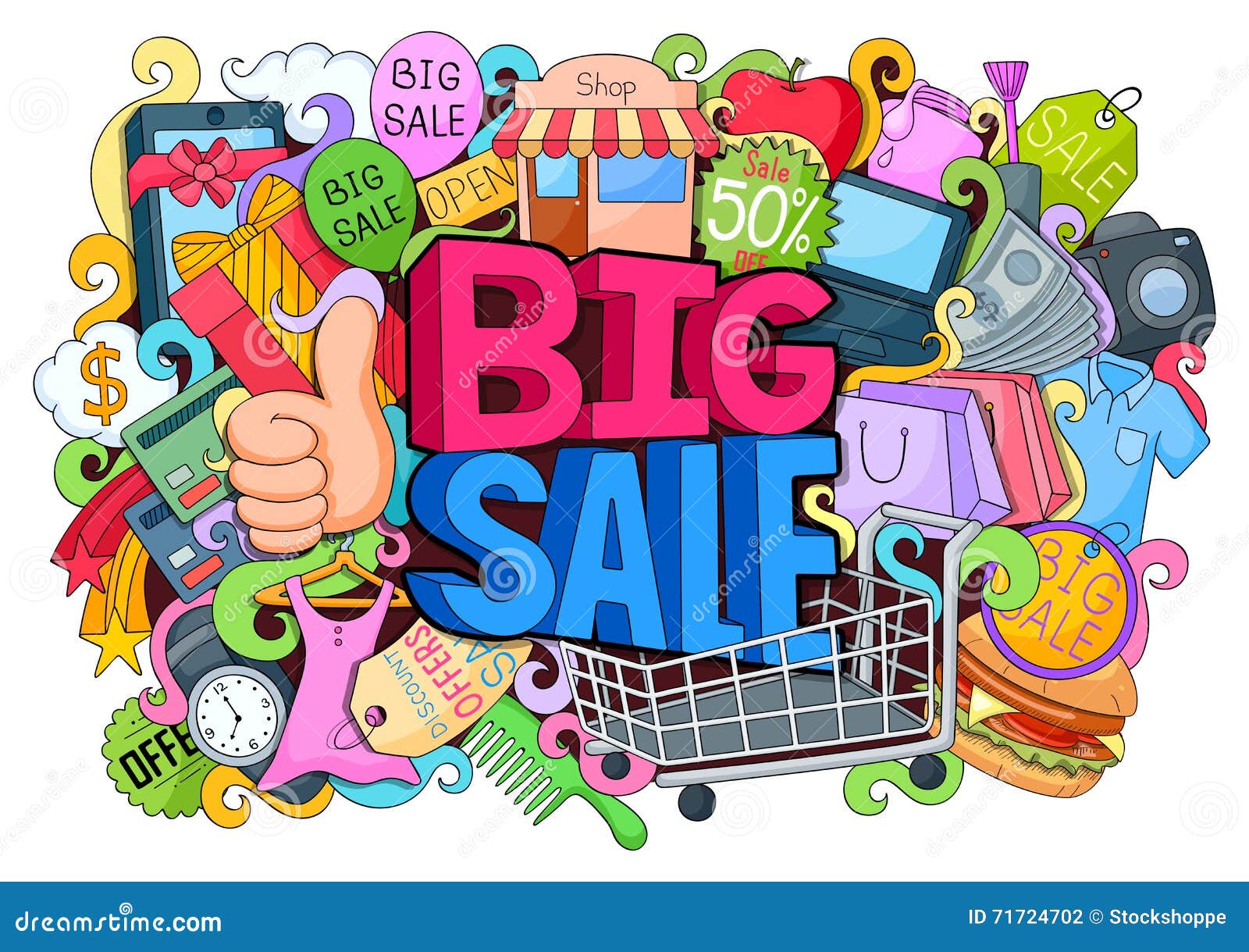 Doddle of Big Sale Poster stock vector. Illustration of promotion ...