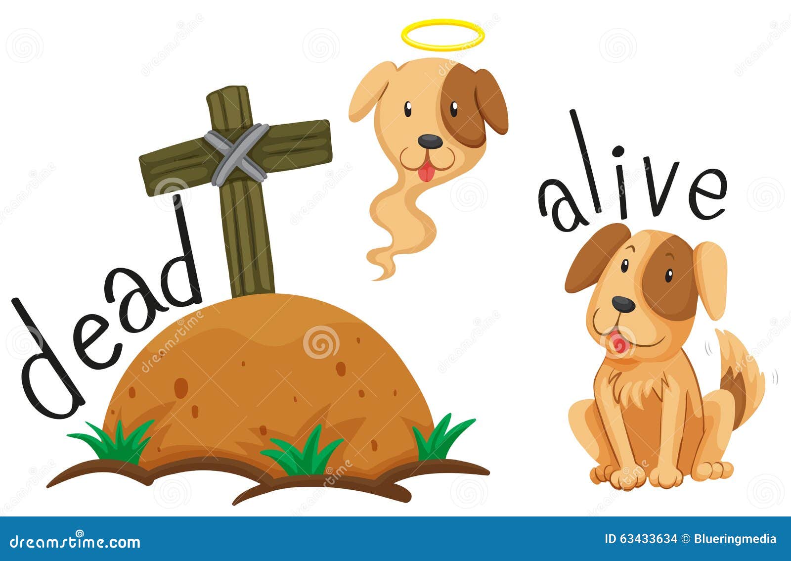 Dode Hond Onder De Grond En Levende Hond Vector Illustratie ...