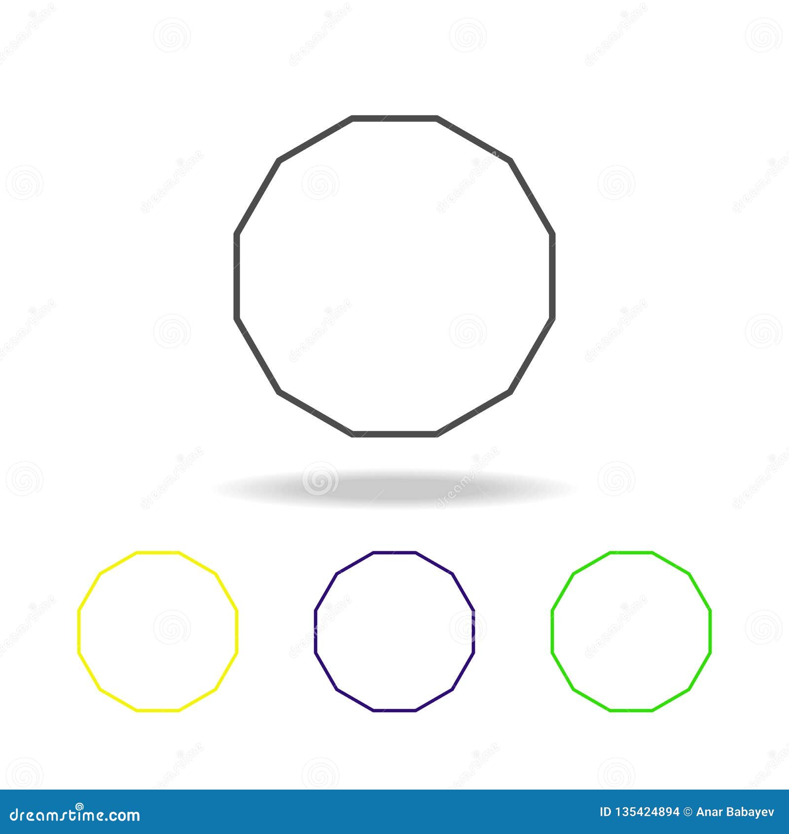 Dodecagon Colored Icons. Elements Of Geometric Figure Colored Icons ...