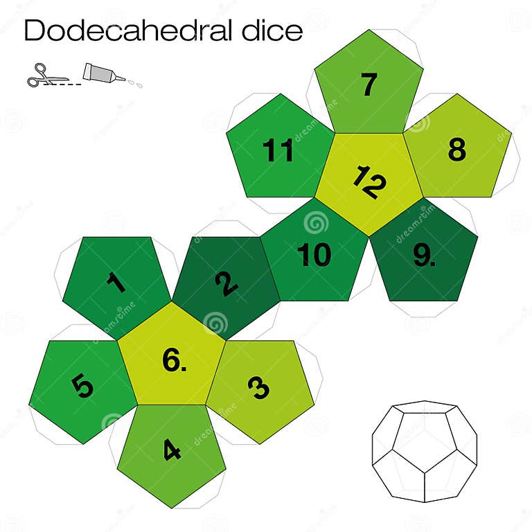 Dodecahedral Dice Platonic Solid Template Stock Vector - Illustration ...
