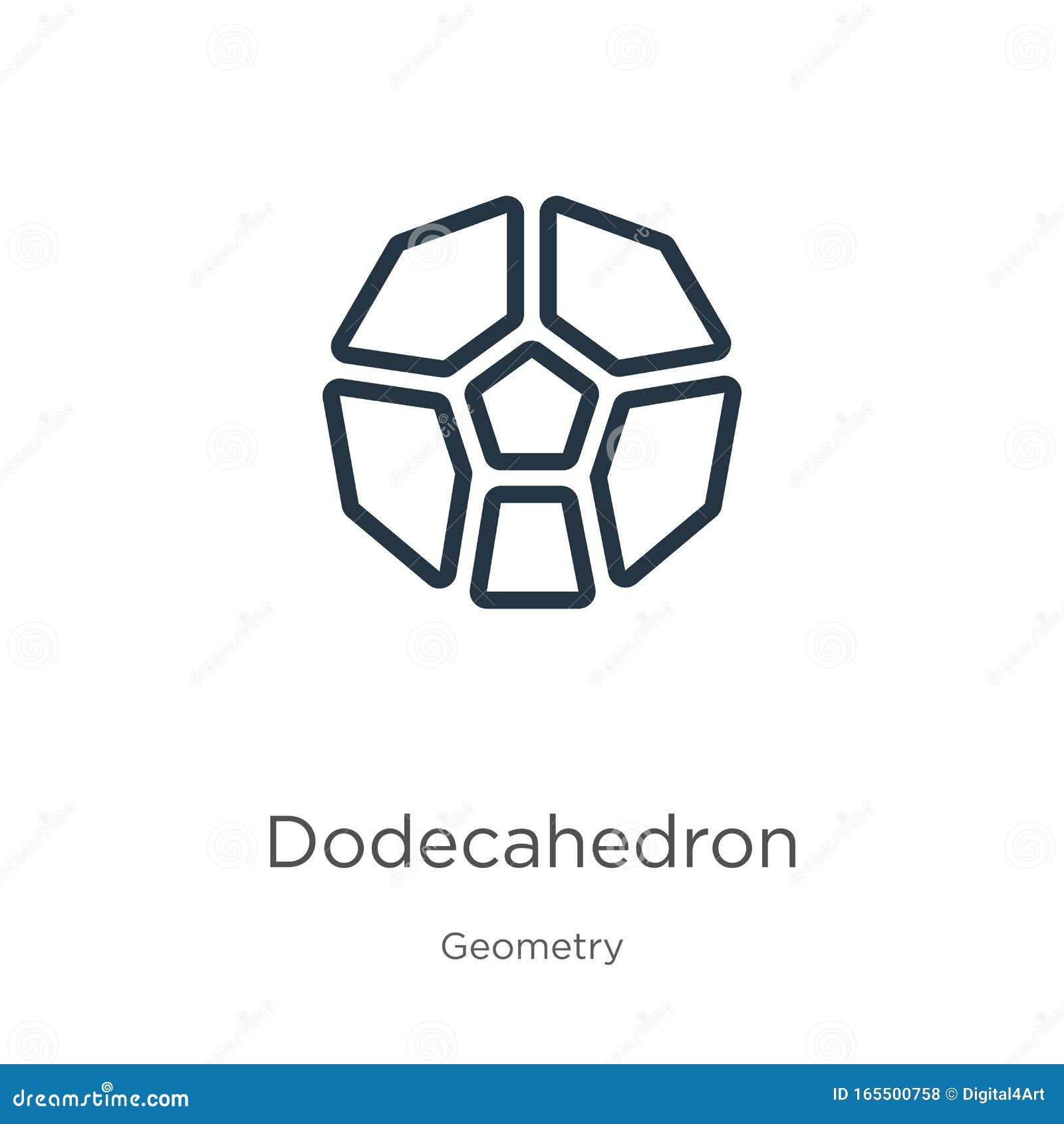 Dodecahedron Icon. Thin Linear Dodecahedron Outline Icon Isolated On ...