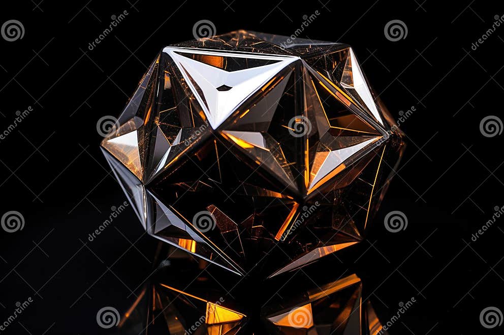 Dodecahedron with Light Reflections on Black Surface Stock Illustration ...