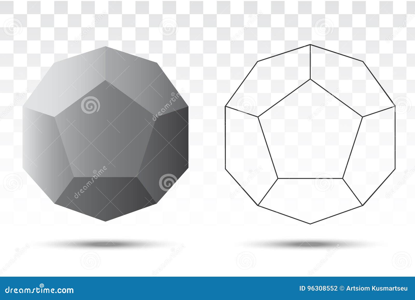Dodecahedron vector icon stock vector. Illustration of line - 96308552