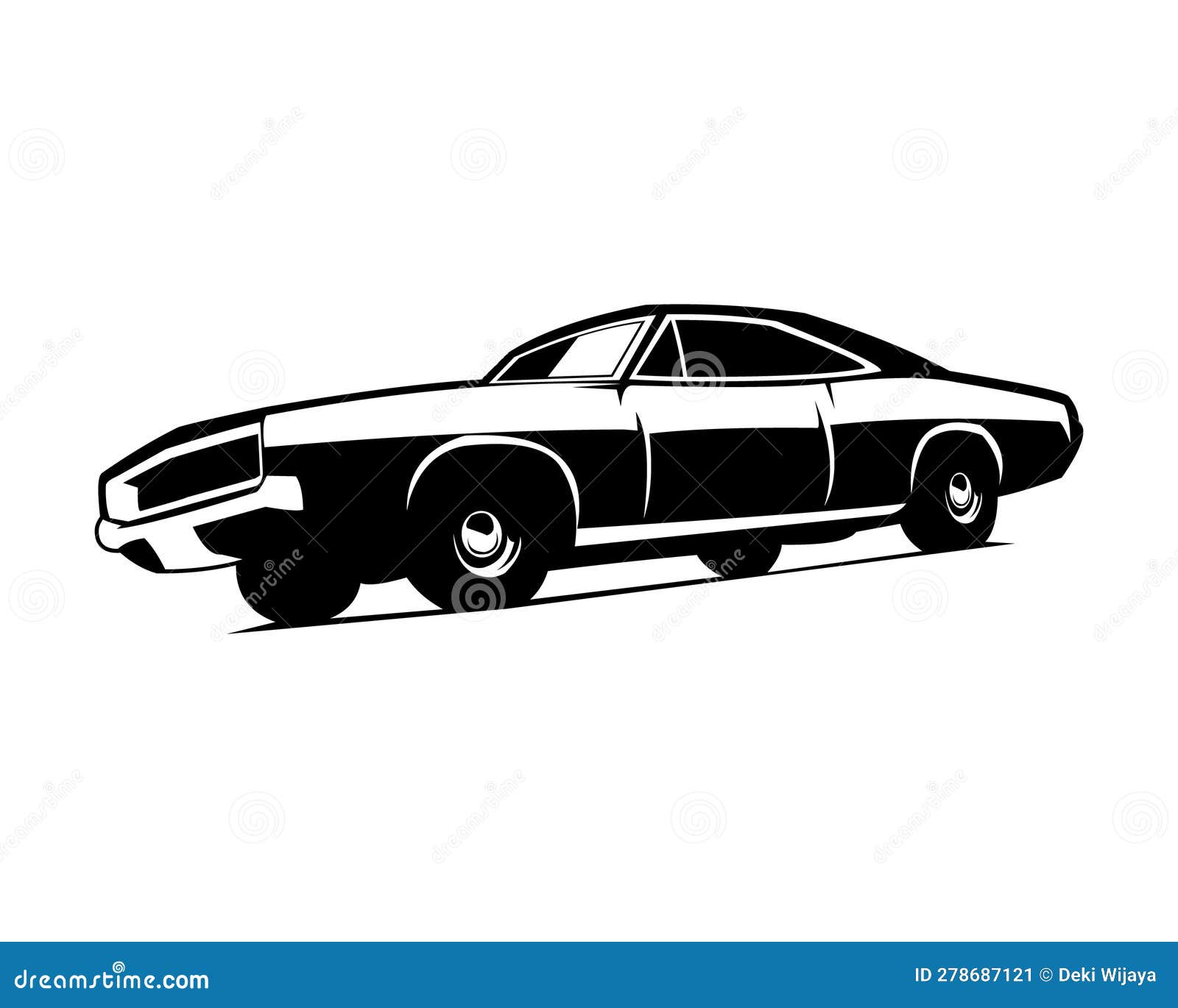 Dodge Challenger 1968. View Silhouette Vector Design from Side Isolated ...