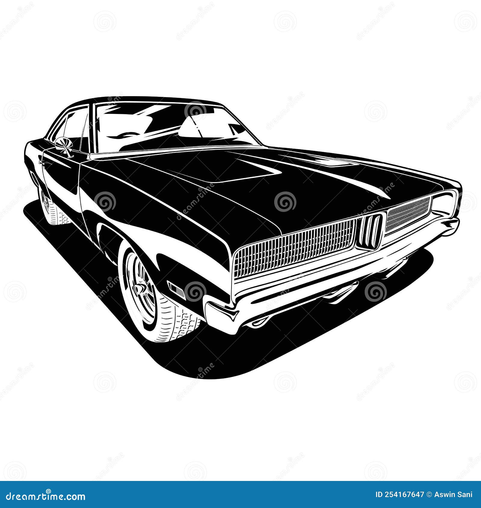 Dodge Charger Car Illustration Stock Vector - Illustration of classic ...