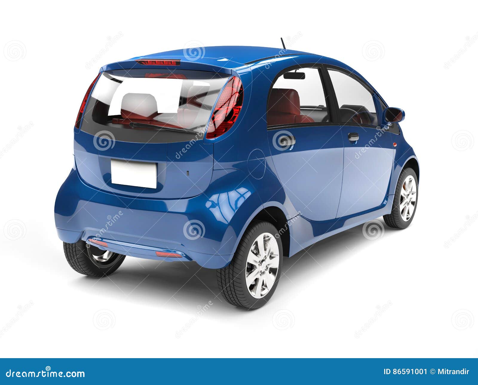 Dodgerblue Modern Compact Car - Back View Stock Illustration ...