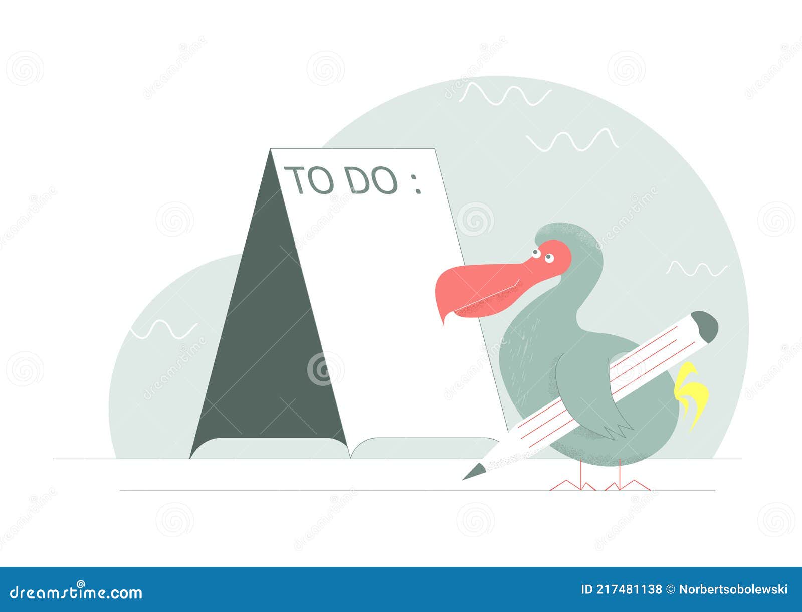 The Dodo Bird Creating List Of Things To Do. Vector Illustration ...