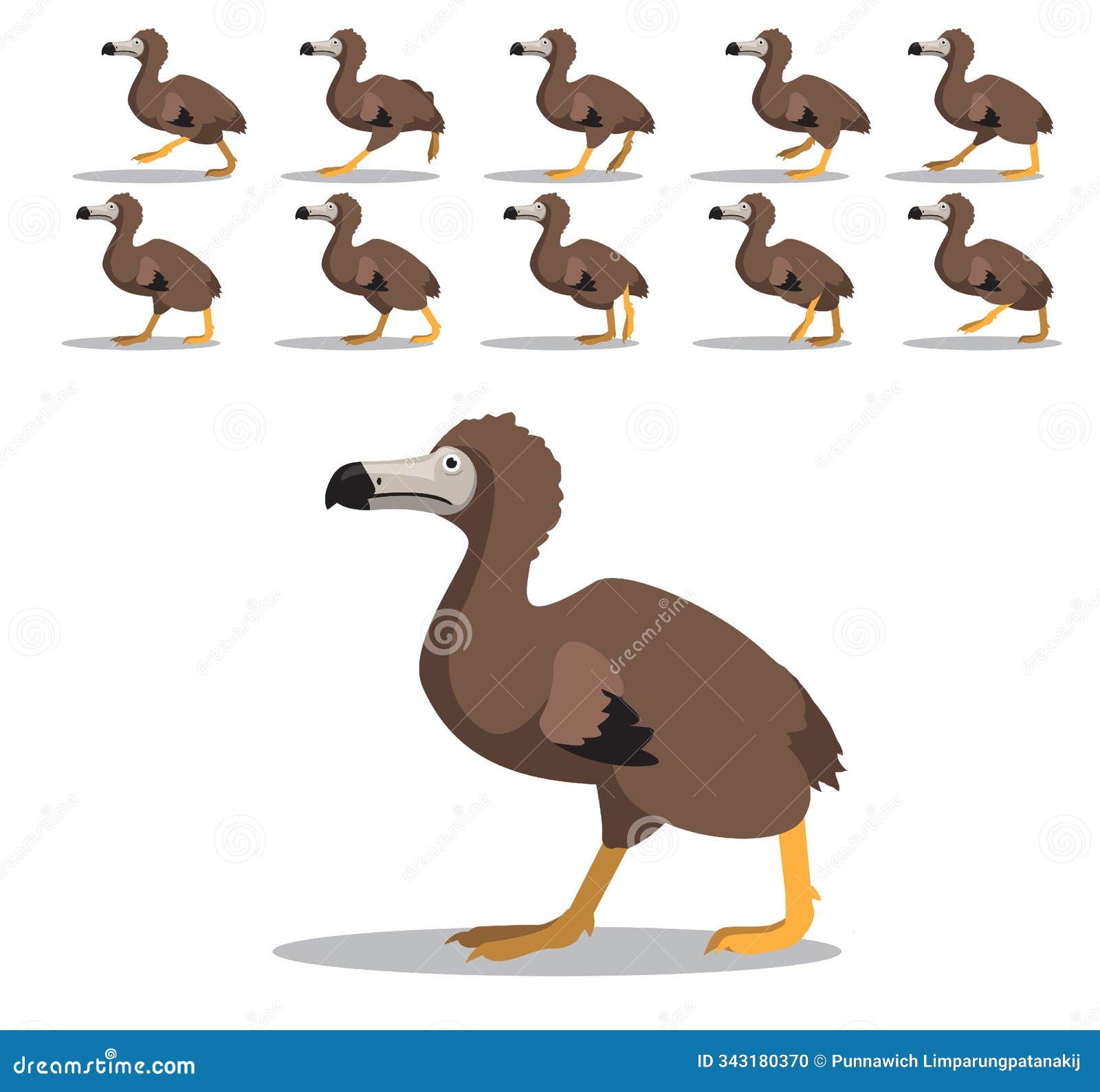 Dodo Bird Running Animated Animation Sequence Cartoon Vector Stock ...