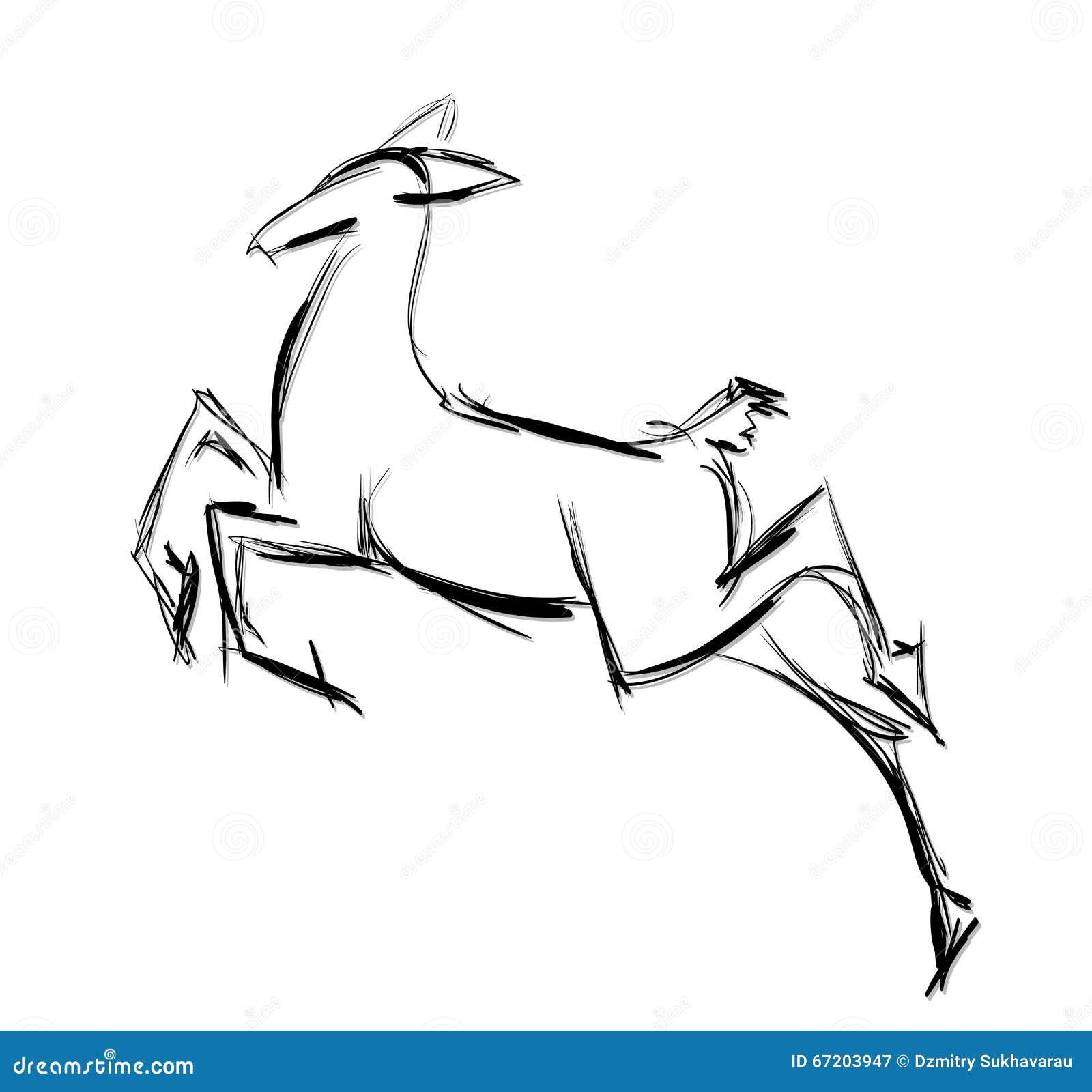Doe Standing. Sketch Illustration. Stock Illustration - Illustration of ...