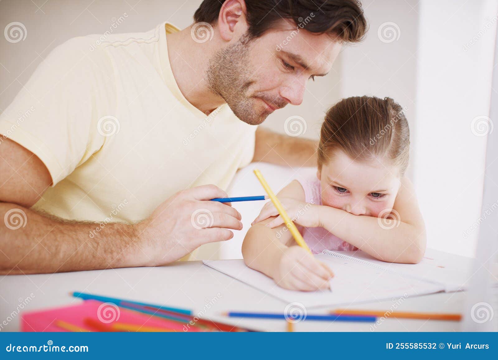 She always Does Her Homework. a Little Girl Doing Her Homework. Stock ...