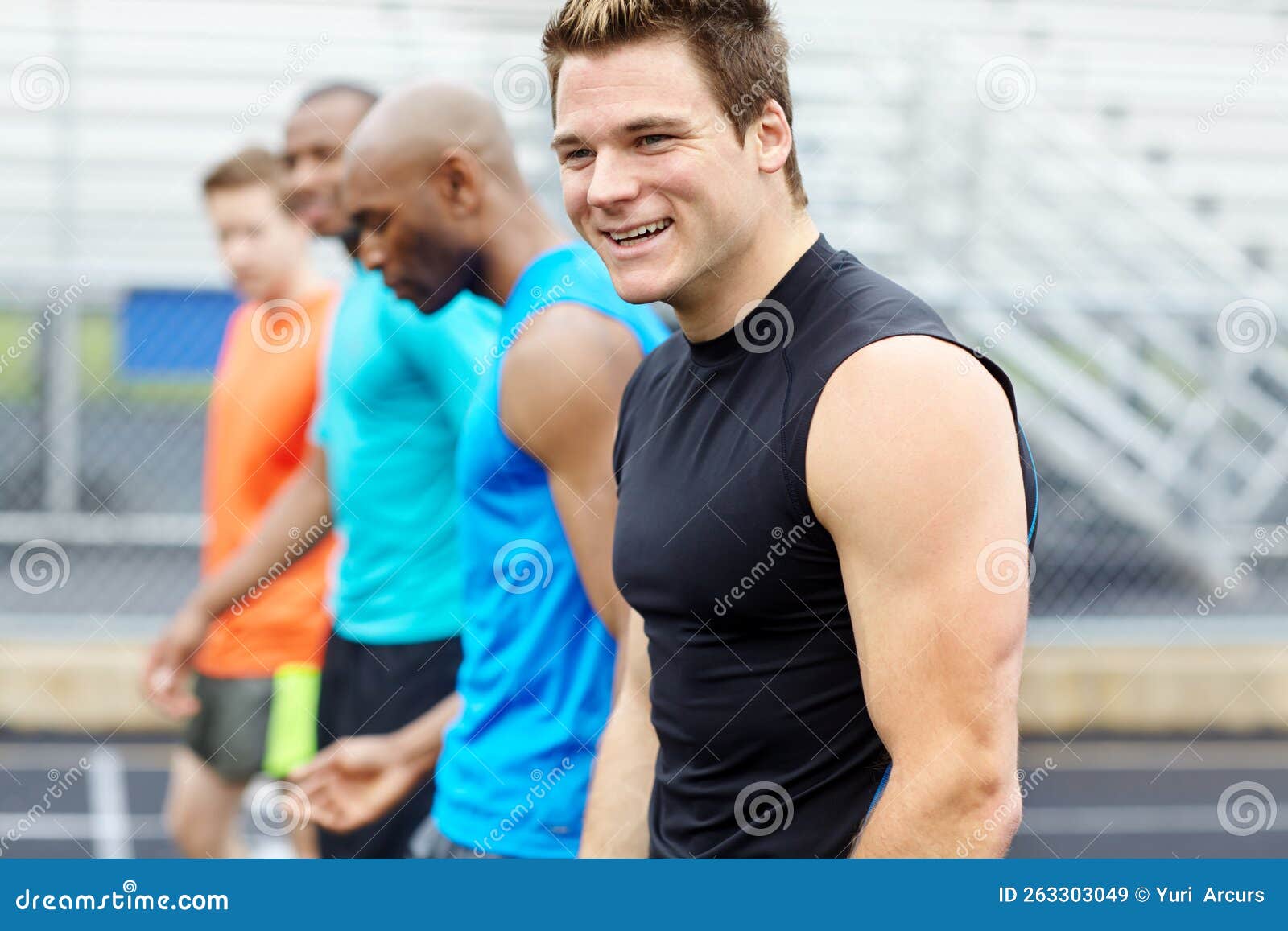 He Doesnt Take Competition Too Seriously. Side View of a Line Up of ...