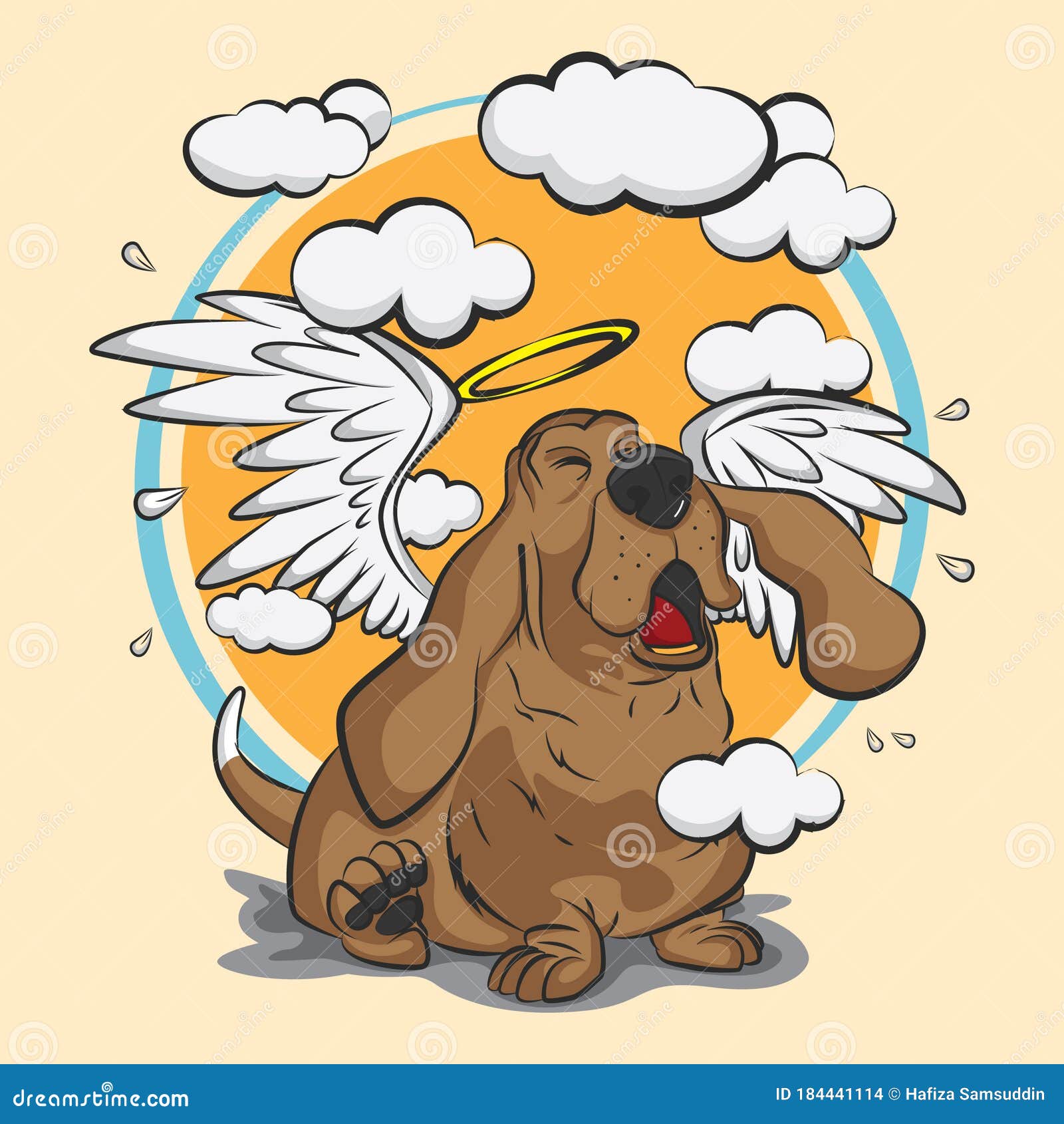 Dog with Angel Wings. Vector Illustration Decorative Background Design ...