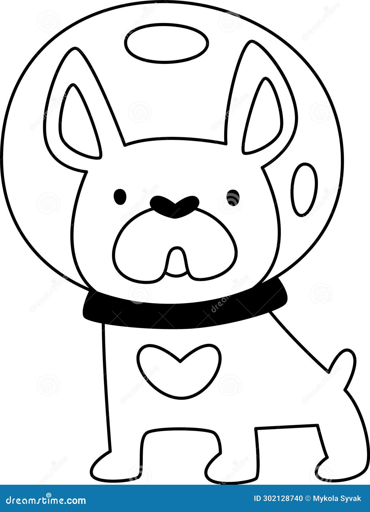 Dog Astronaut Outline stock vector. Illustration of character - 302128740