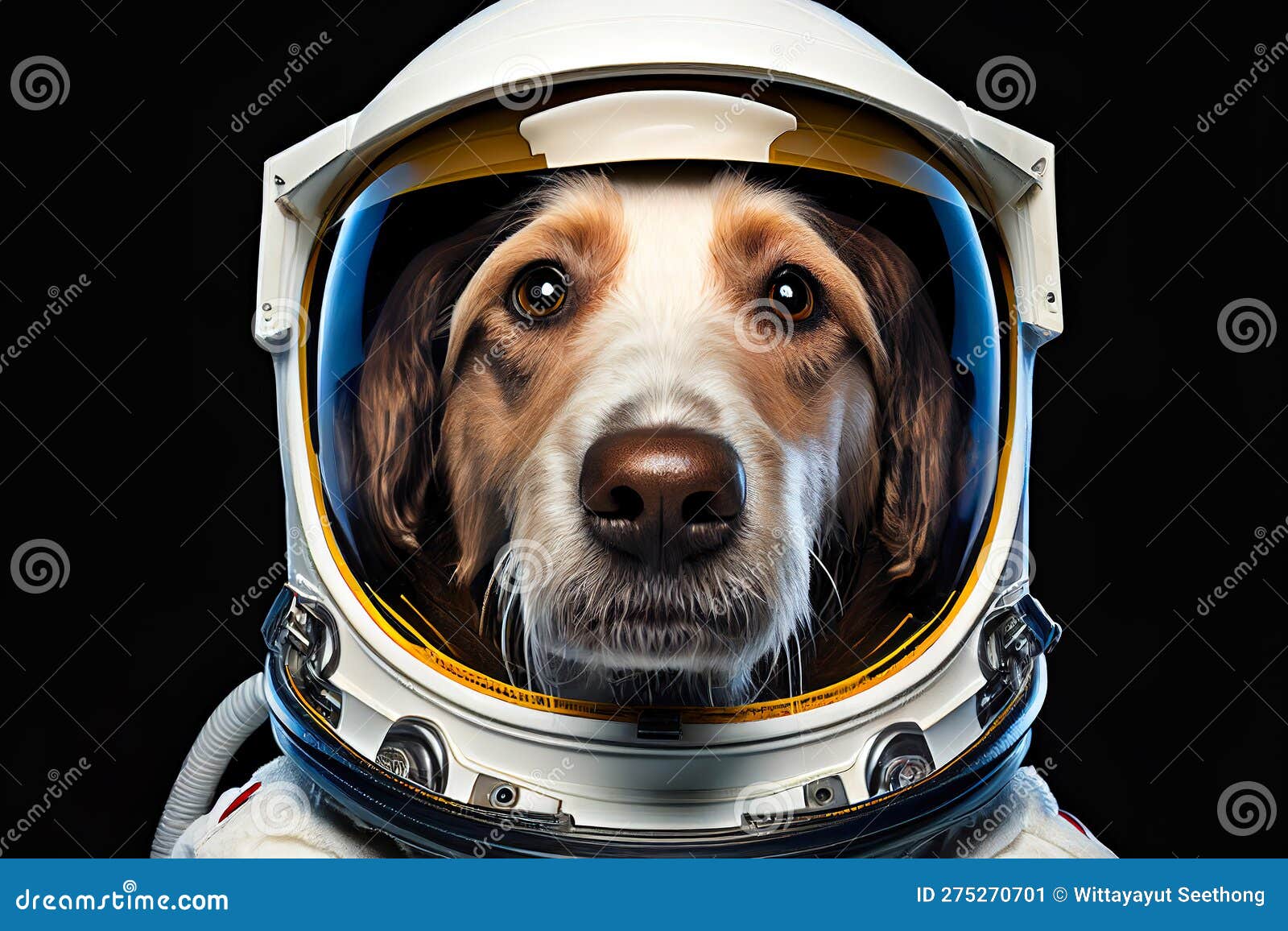 Dog Astronaut in Space. Space Dog in a Spacesuit with Space Background ...
