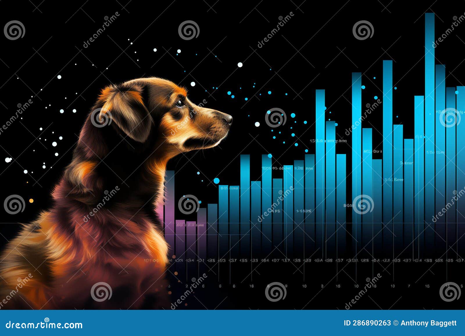 Dog Background Showing Awareness of a Computer Graphic Graph and Its ...