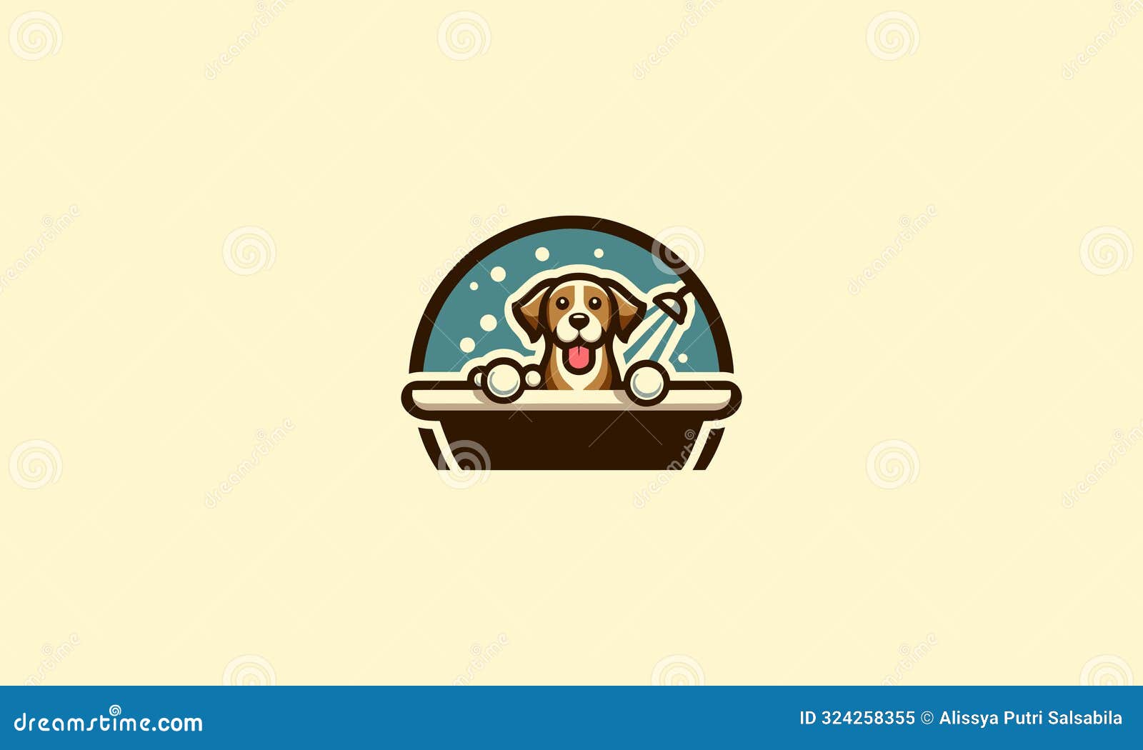 The Dog is Bathing in the Bathtub Vector Logo Design Stock Vector ...