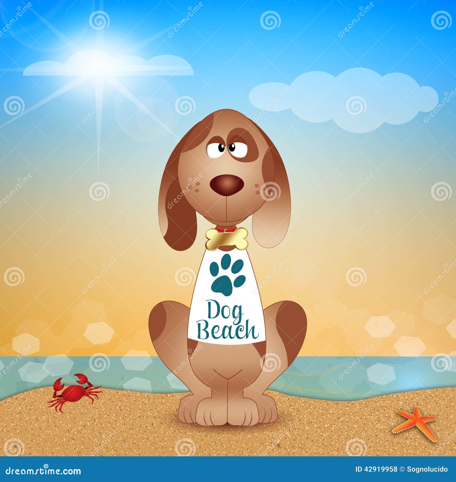 Dog beach stock illustration. Illustration of cute, travel - 42919958