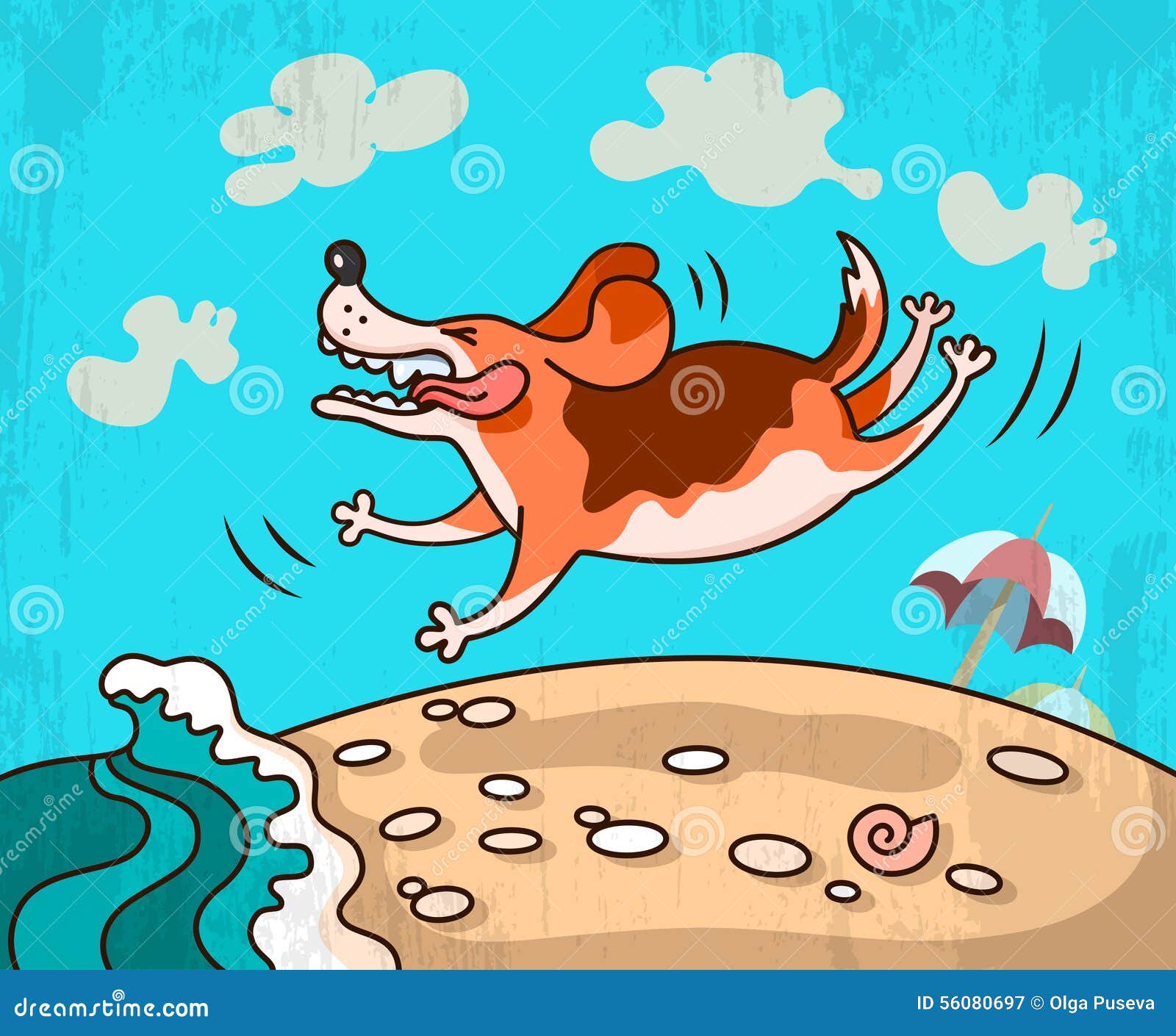 Dog on the beach stock vector. Illustration of beach - 56080697