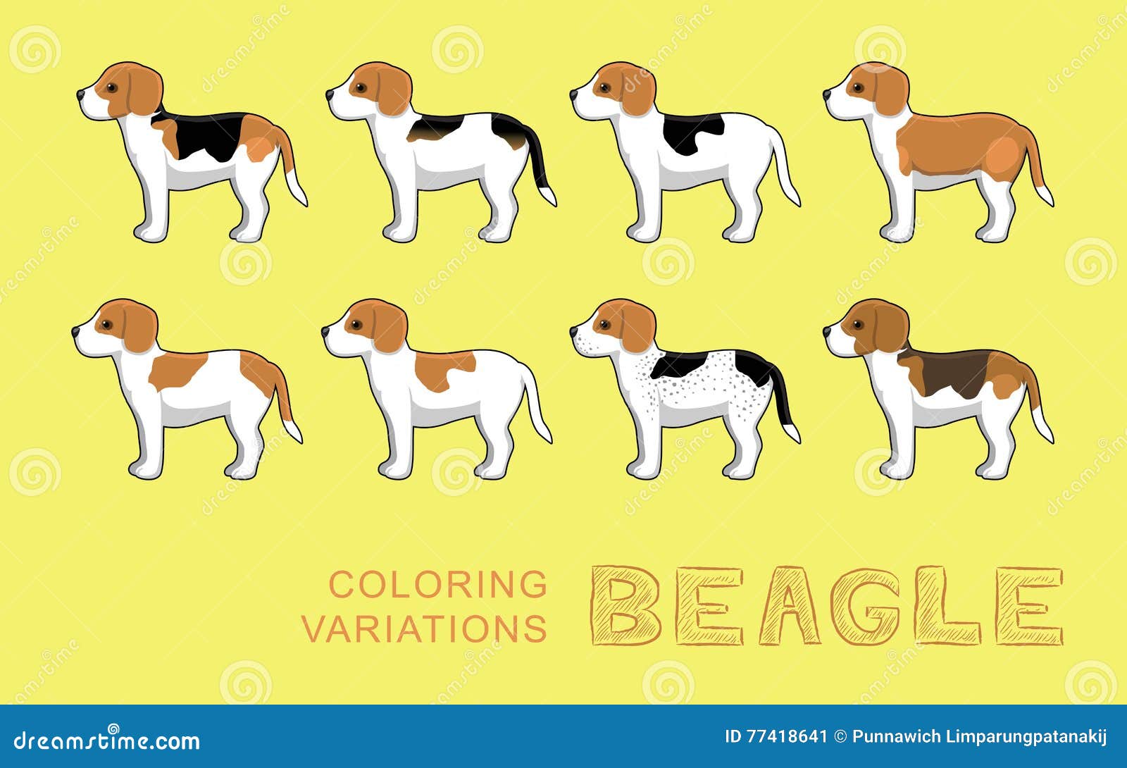 Dog Beagle Coloring Variations Vector Illustration Stock Vector ...