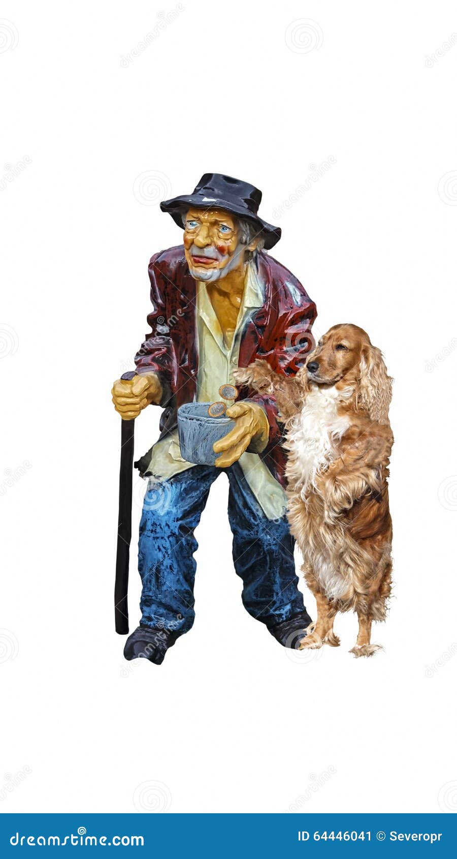 Dog with a beggar stock image. Image of animal, help - 64446041