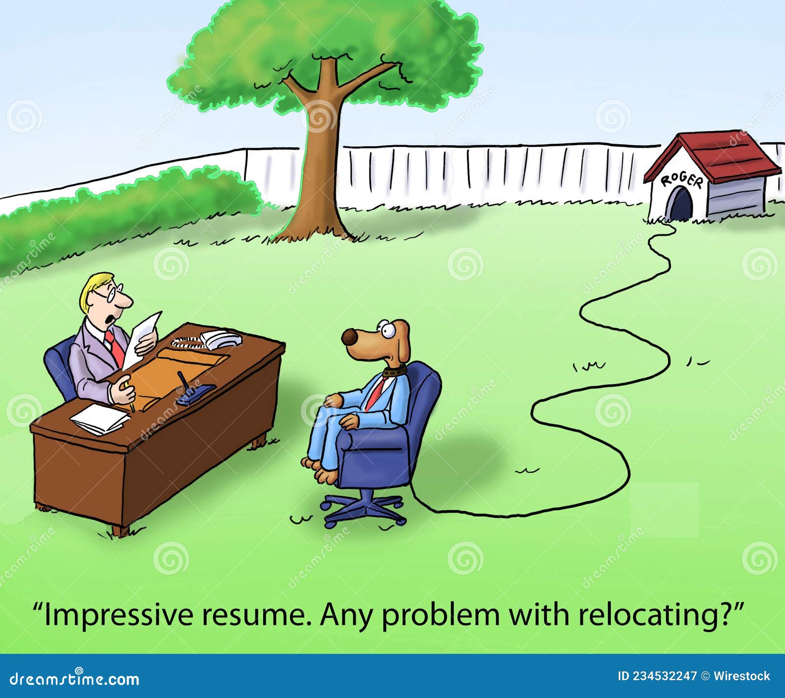 Dog May Have Problem with Relocation Interview Stock Illustration ...