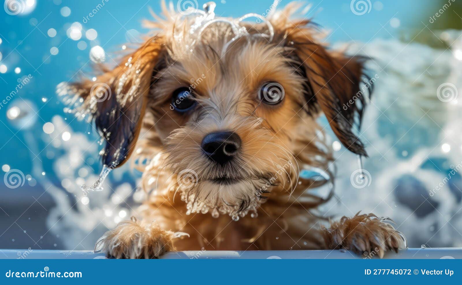 Dog Being Washed in Bath. Generative AI Stock Illustration ...