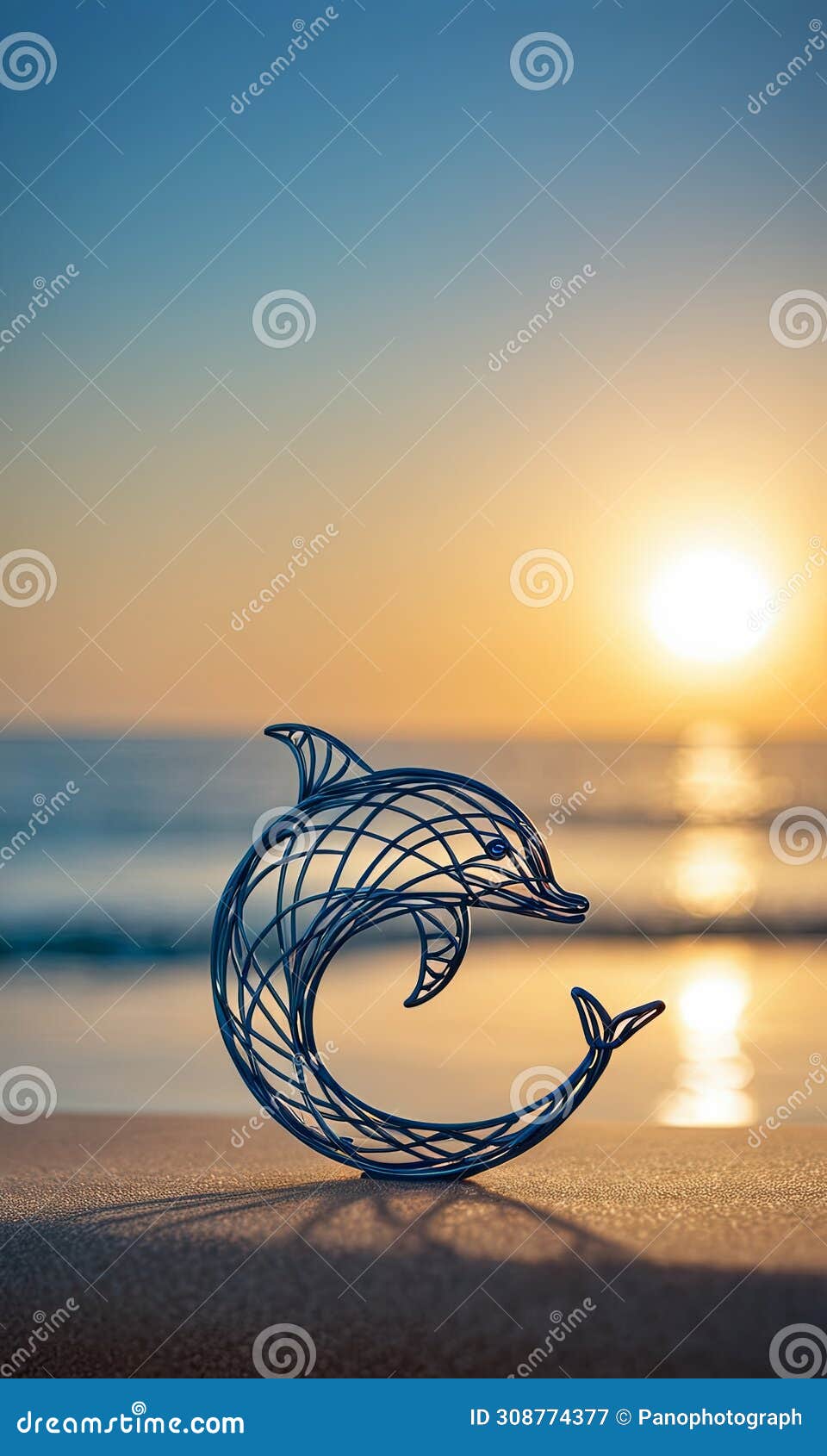 Dolphin Bent Wire Figure on Blurred Backdrop, Abstract Wire Dolphin ...
