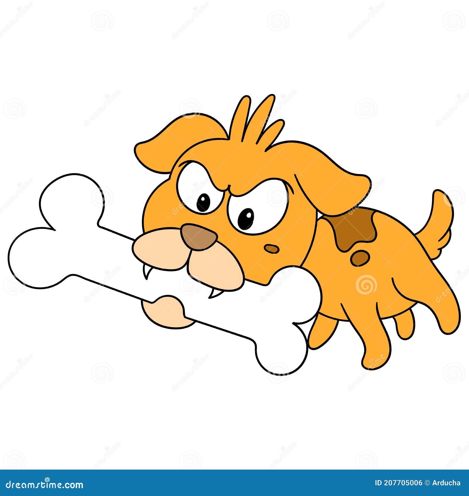 Dog Biting Bone Vector Illustration | CartoonDealer.com #67571490