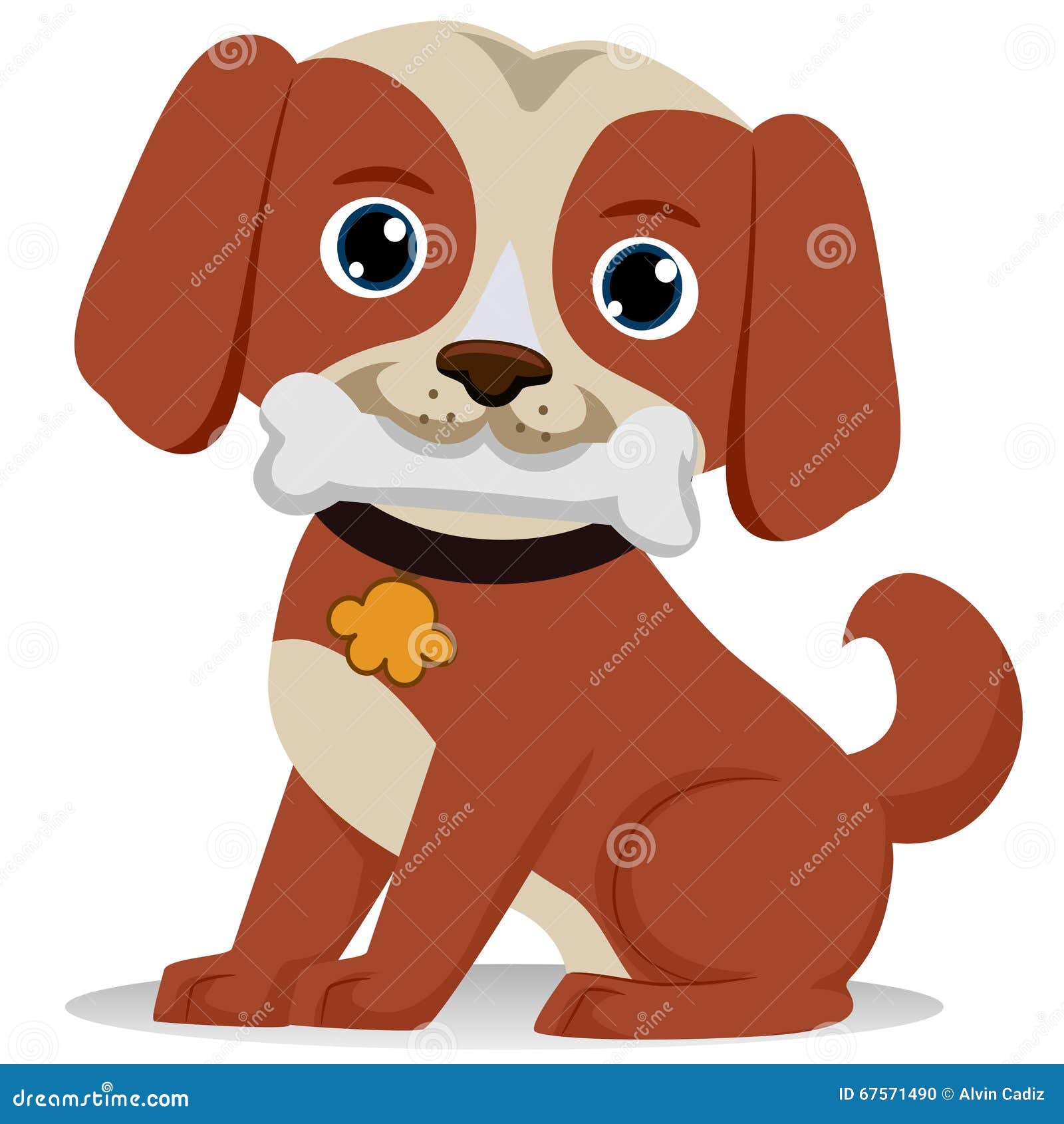 Dog Biting Bone Vector Illustration | CartoonDealer.com #67571490