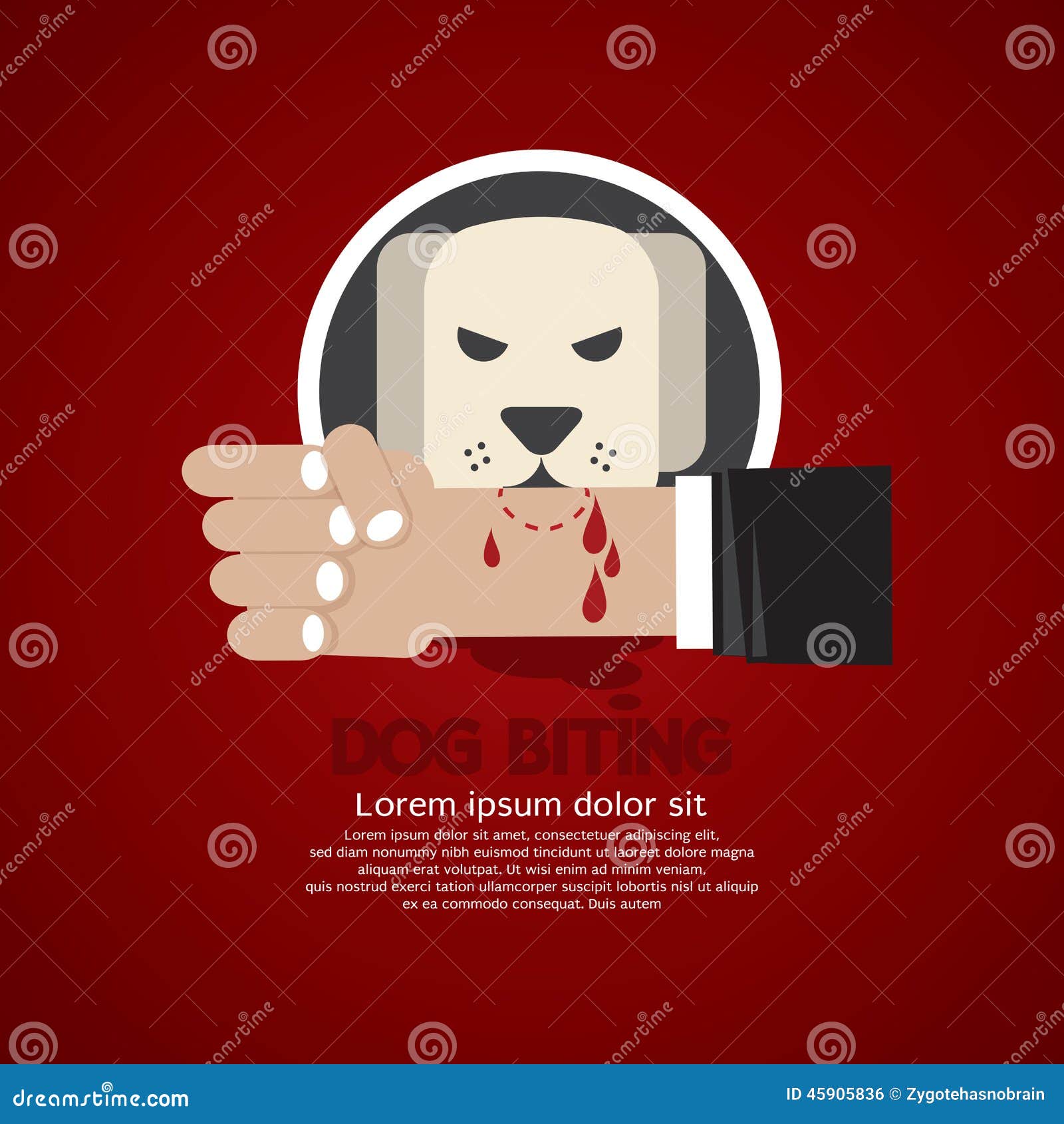 Dog Biting on Hand stock vector. Illustration of single - 45905836